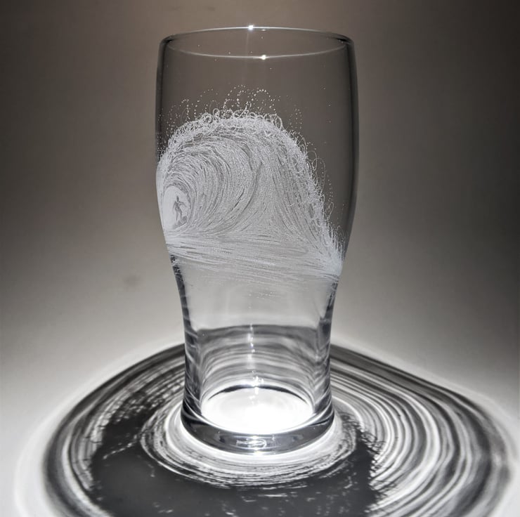 Wave Pint Glass - Surfer Pint Glass - Wave Glas... - Folksy