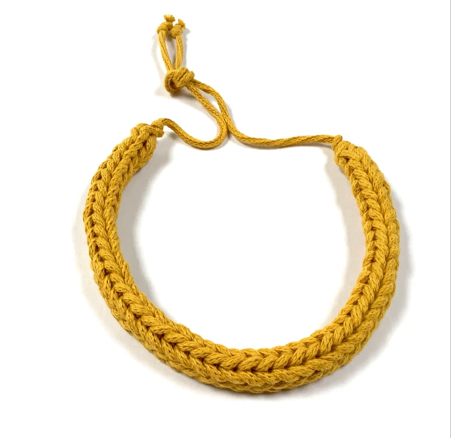 Mustard Macrame Necklace - Folksy