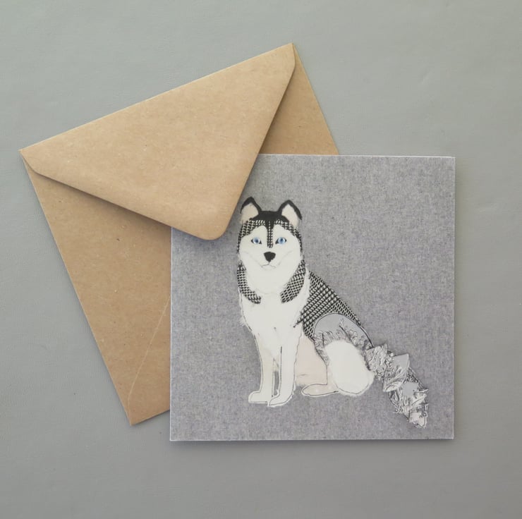 Husky dog card - Folksy