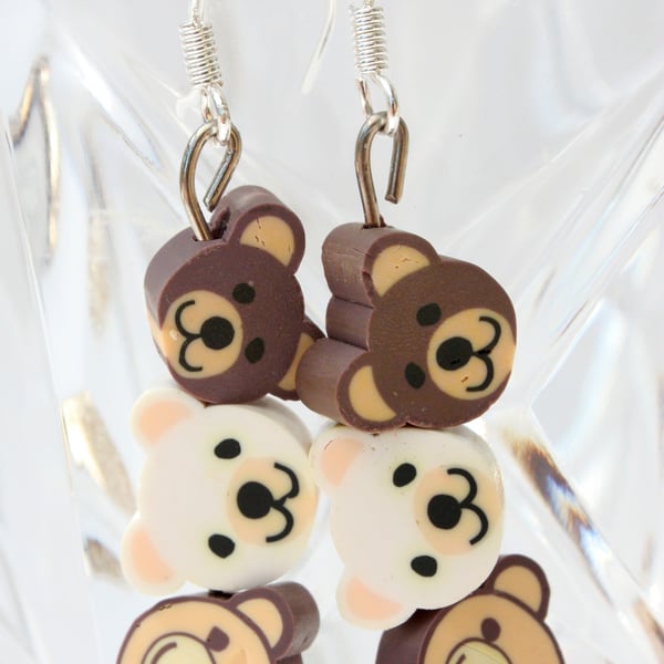 Three Bear Earrings on Sterling Silver Hooks - Folksy