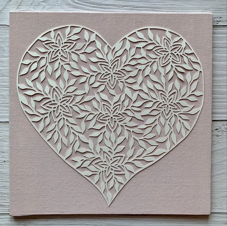 'Floral Lace Heart' Original Hand Cut Papercut... - Folksy