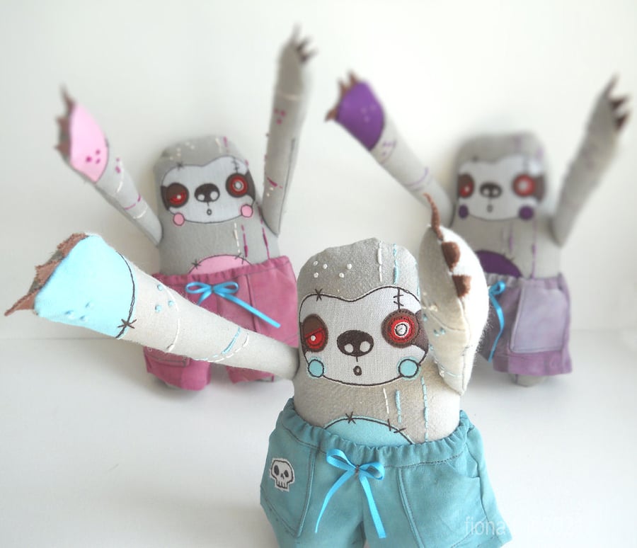 miniature zombie sloth in bespoke silk pyjamas ... - Folksy