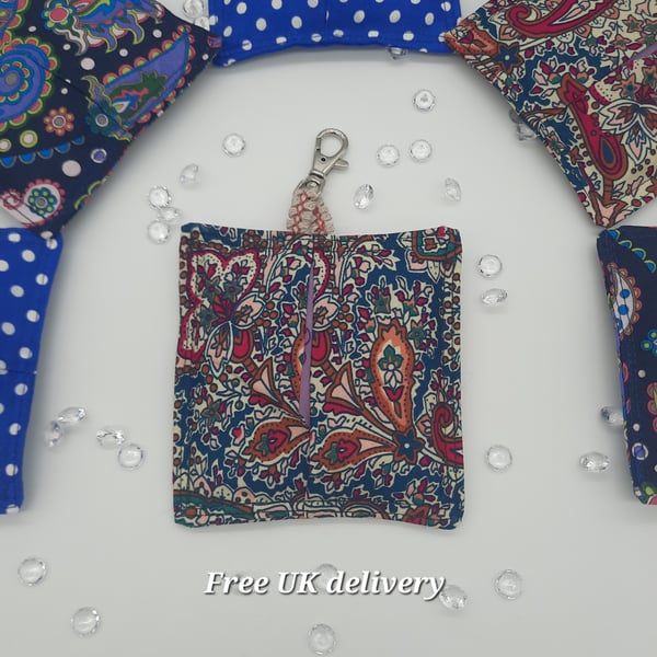 Bag charm sanitary pad holder teal raspberry fl... - Folksy