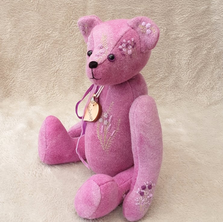 Hand embroidered Artist Bear, unique Hand dyed ... - Folksy