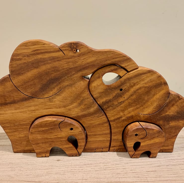 Gorgeous elephant family, set of 3 or 4 wooden ... - Folksy