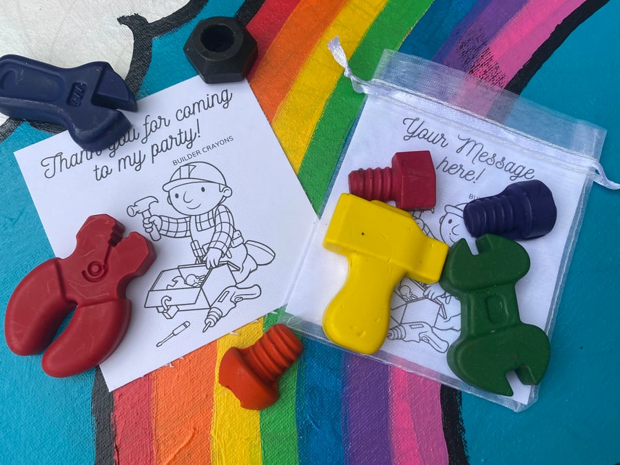Builder party bag crayons - Folksy