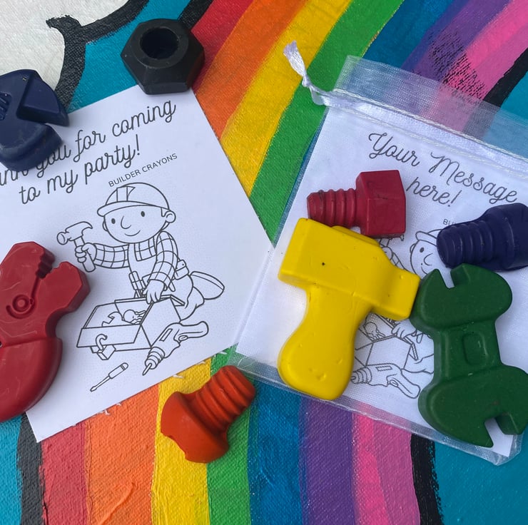 Builder party bag crayons - Folksy