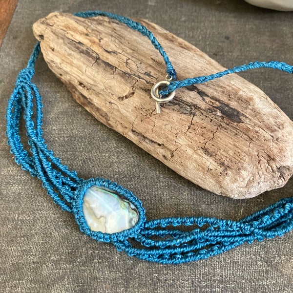 Vintage Abalone shell Mermaid Macrame boho neck... - Folksy