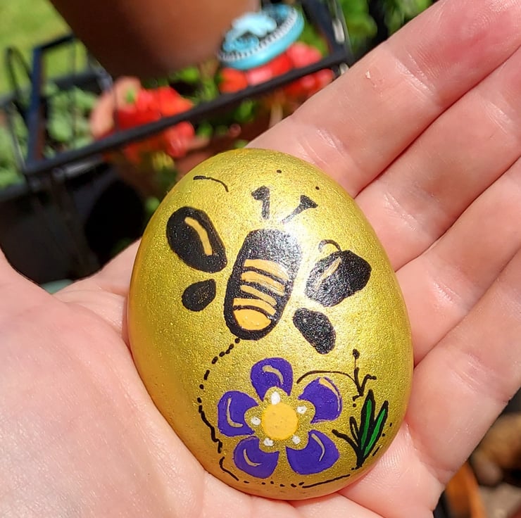 Bubble Bee Art Stone Painted Pebble Rock Garden - Folksy