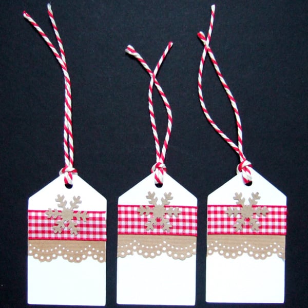 Christmas Gingham Gift Tags 3pk, Xmas Handmade ... - Folksy