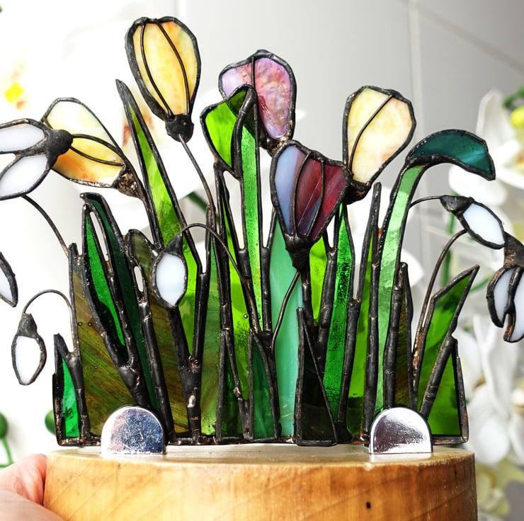 Crocus and Snowdrops Stained Glass Suncatcher T... - Folksy
