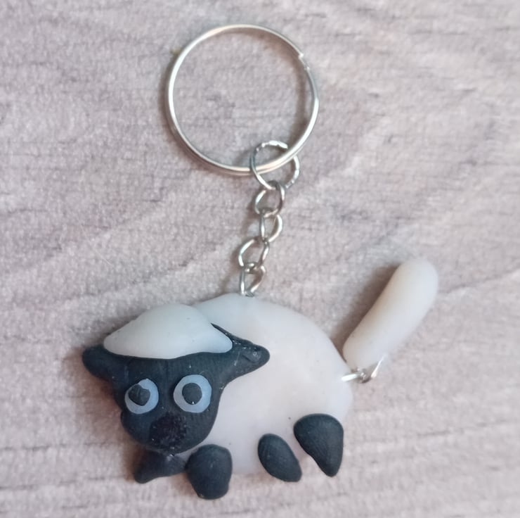 Adorable One-of-a-Kind Sheep Keyring with Wagg... - Folksy