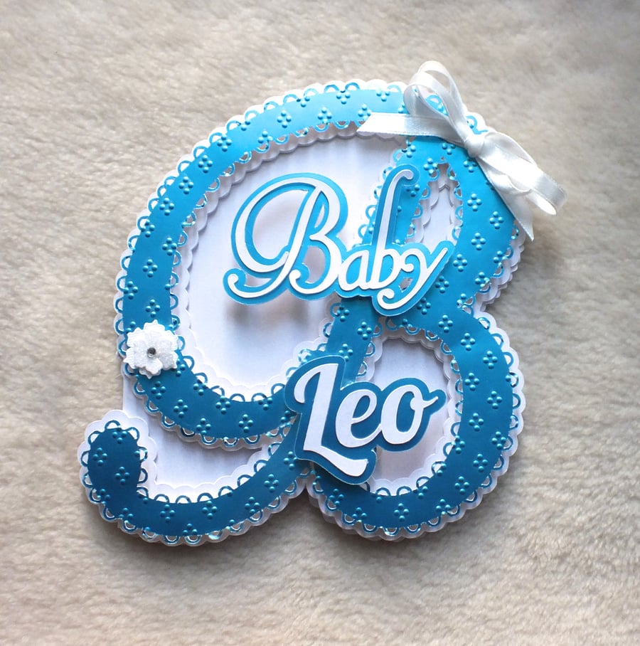 Luxury Handmade Personalised 'B for Baby' New B... - Folksy