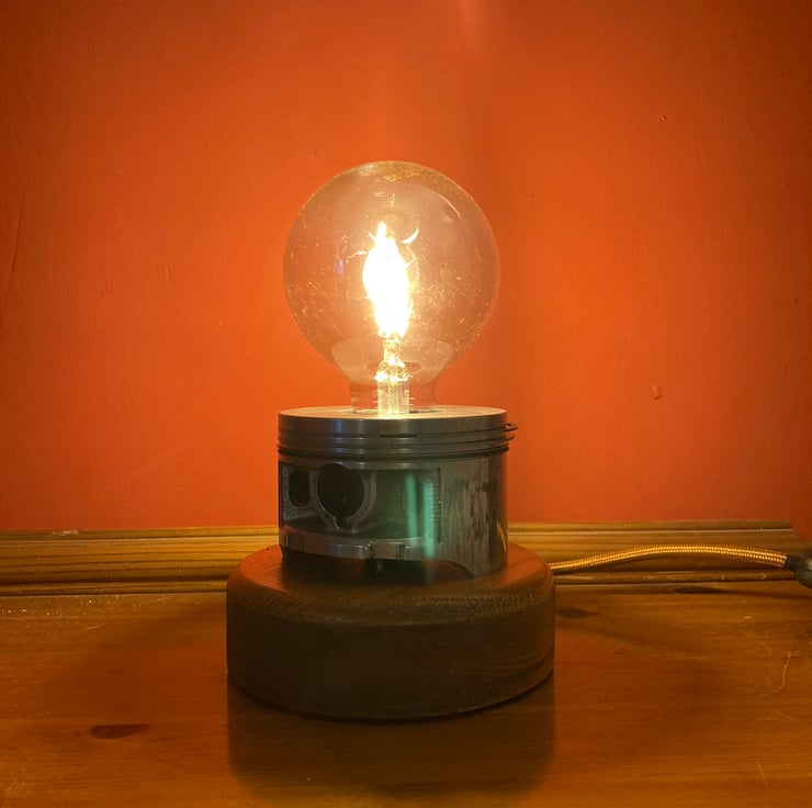 Decorative Table Lamp, Upcycled 400cc Quad Piston - Folksy