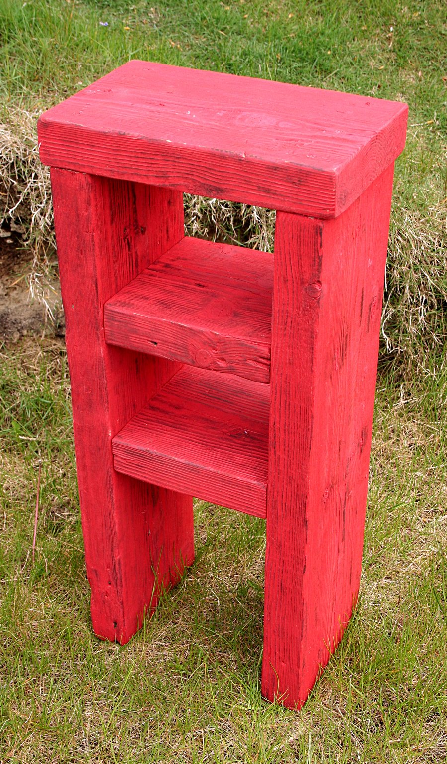 Red Painted Wood End table, Red Side Table, Re... - Folksy
