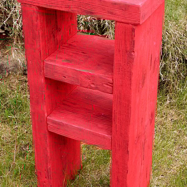 Red Painted Wood End table, Red Side Table, Re... - Folksy