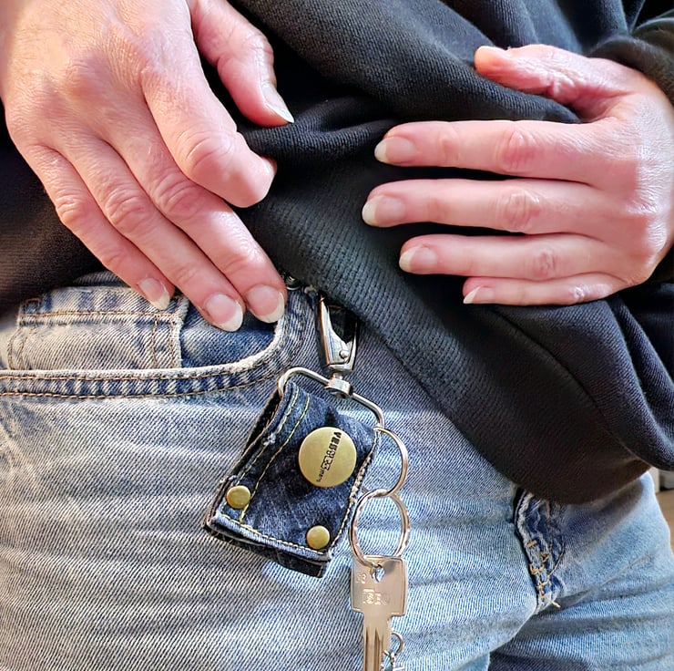 Denim key charms, jeans key ring, sustainable a... - Folksy