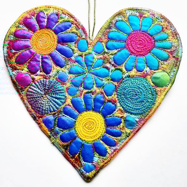 Blue Heart Hanging Decoration - Folksy