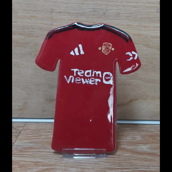 Fused glass handcrafted football shirts with ac... - Folksy