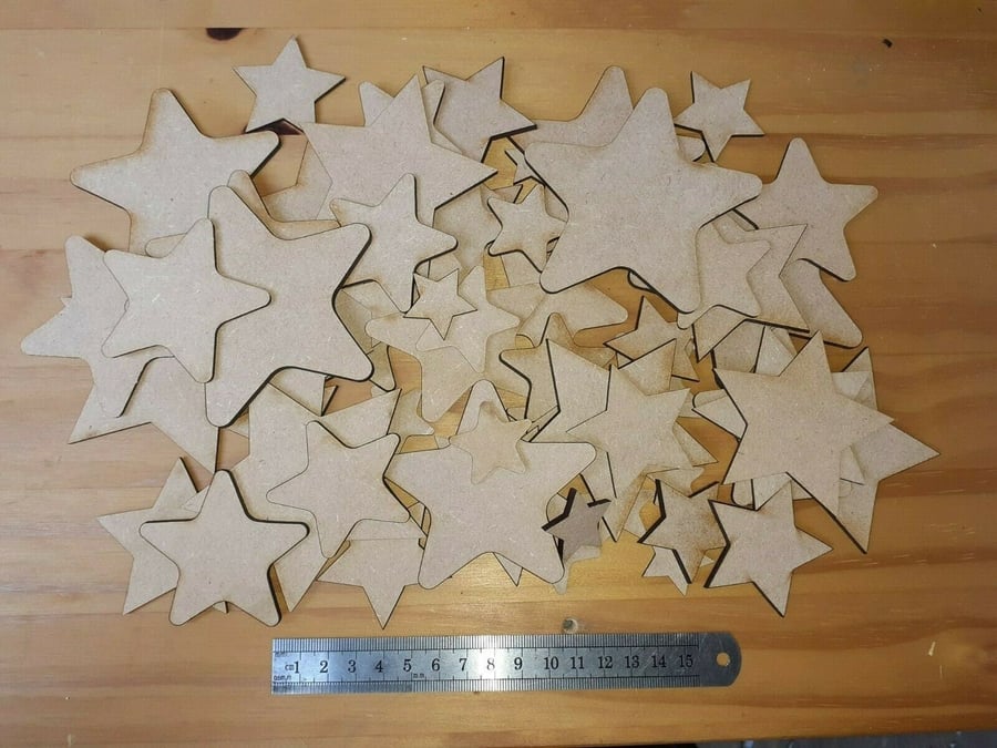 Large joblot laser cut wooden mdf stars craft s... - Folksy