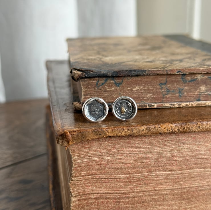 Sterling Silver Clay Pipe Wax Seal Stud Earring... - Folksy