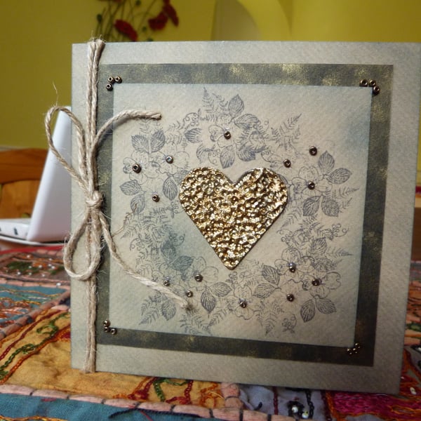 Vintage Style Heart Card - Folksy