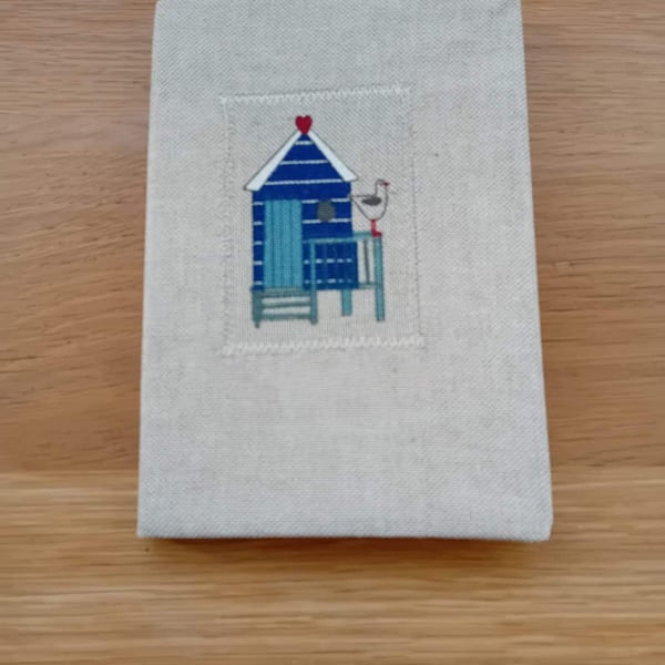 A6 Fabric covered notebook - Beach Hut applique... - Folksy