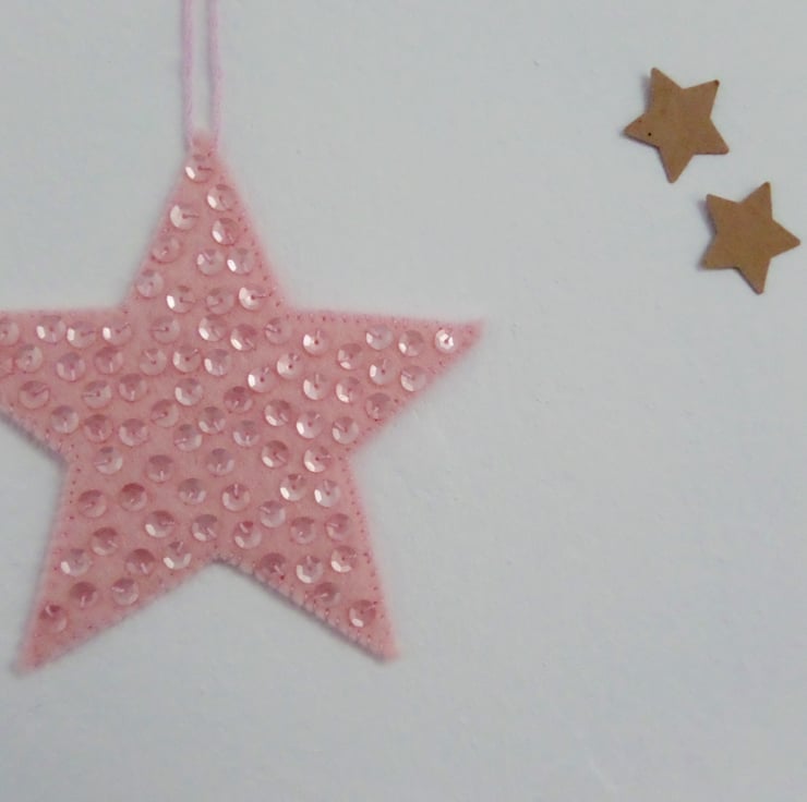 Shimmering Sequin Star - shell pink - Folksy