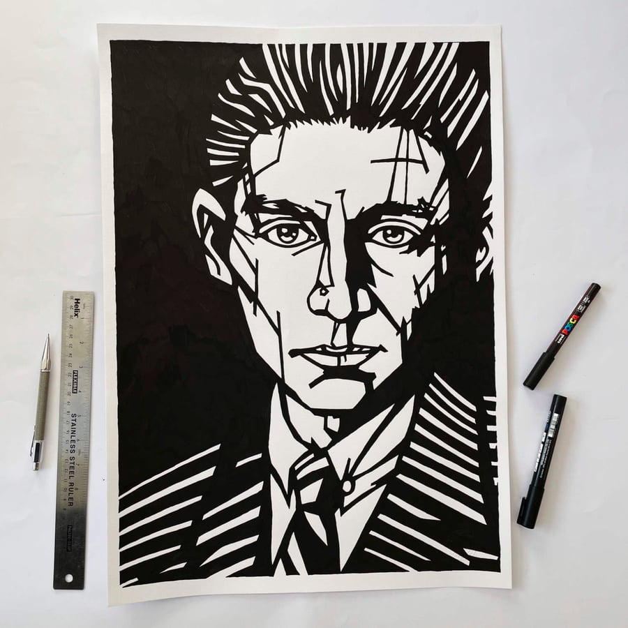FRANZ KAFKA Original Ink Drawing, Large scale a... - Folksy