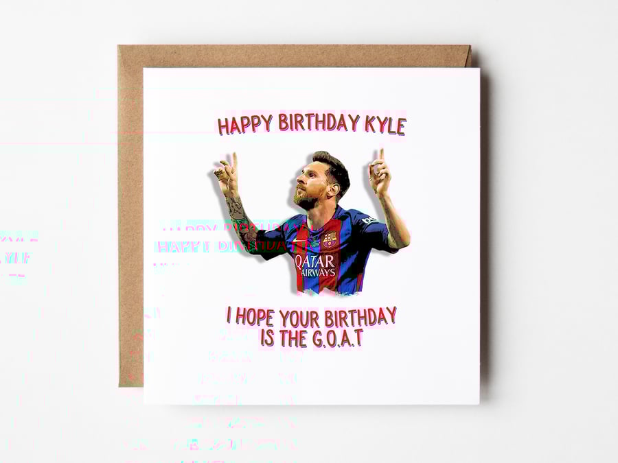 Lionel Messi Birthday Card, G.O.A.T Birthday Ca... - Folksy