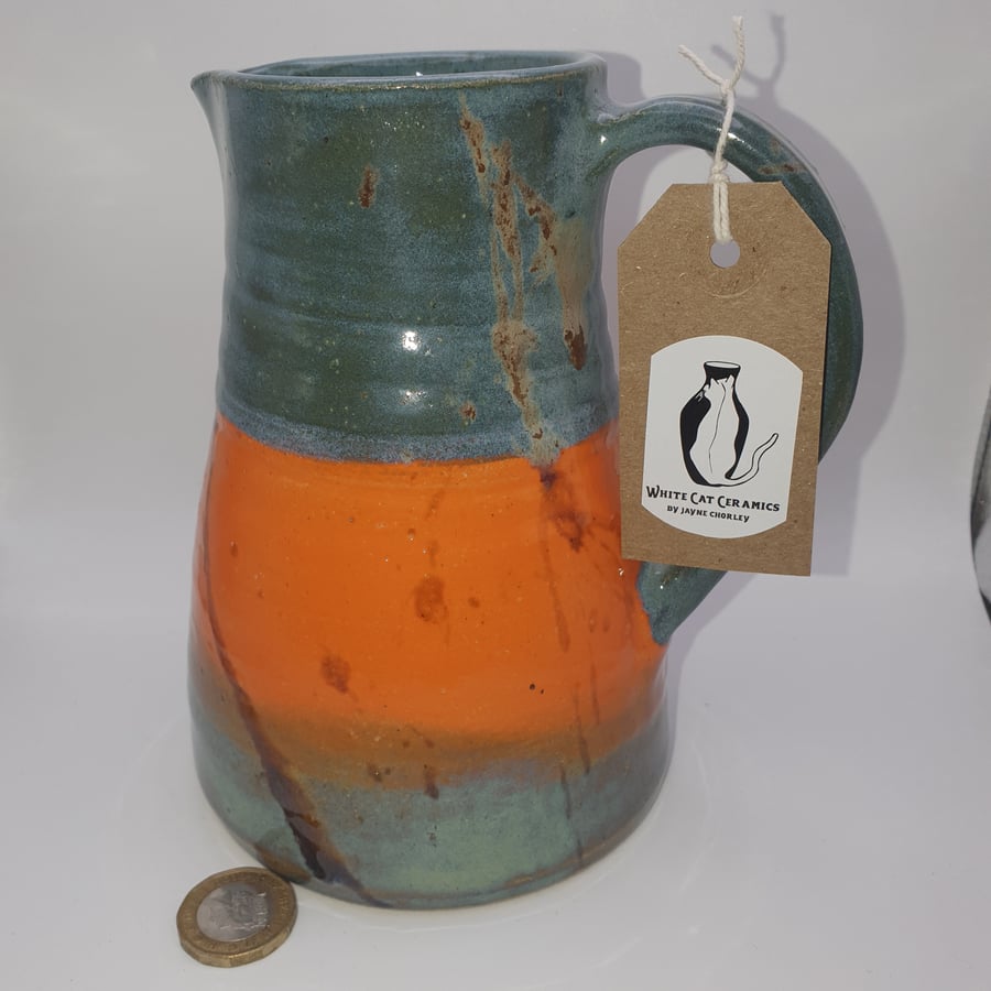 Tall stoneware jug - Folksy