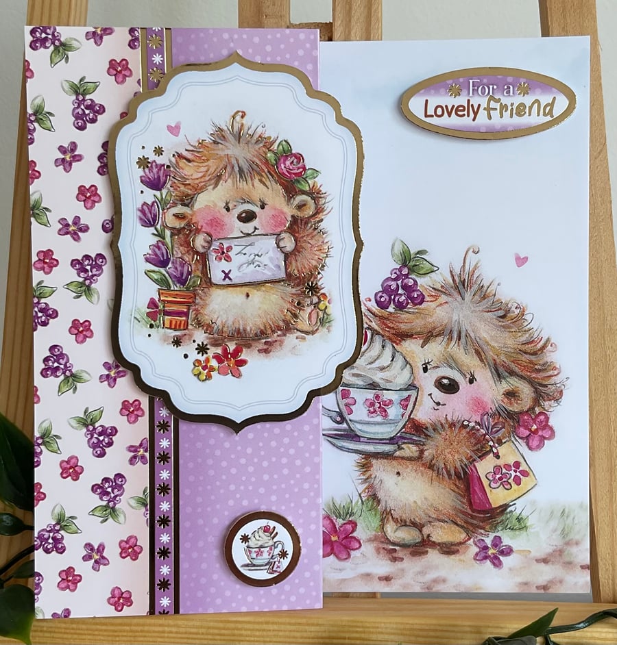 Card. Cute hedgehog card for a friend suitable ... - Folksy