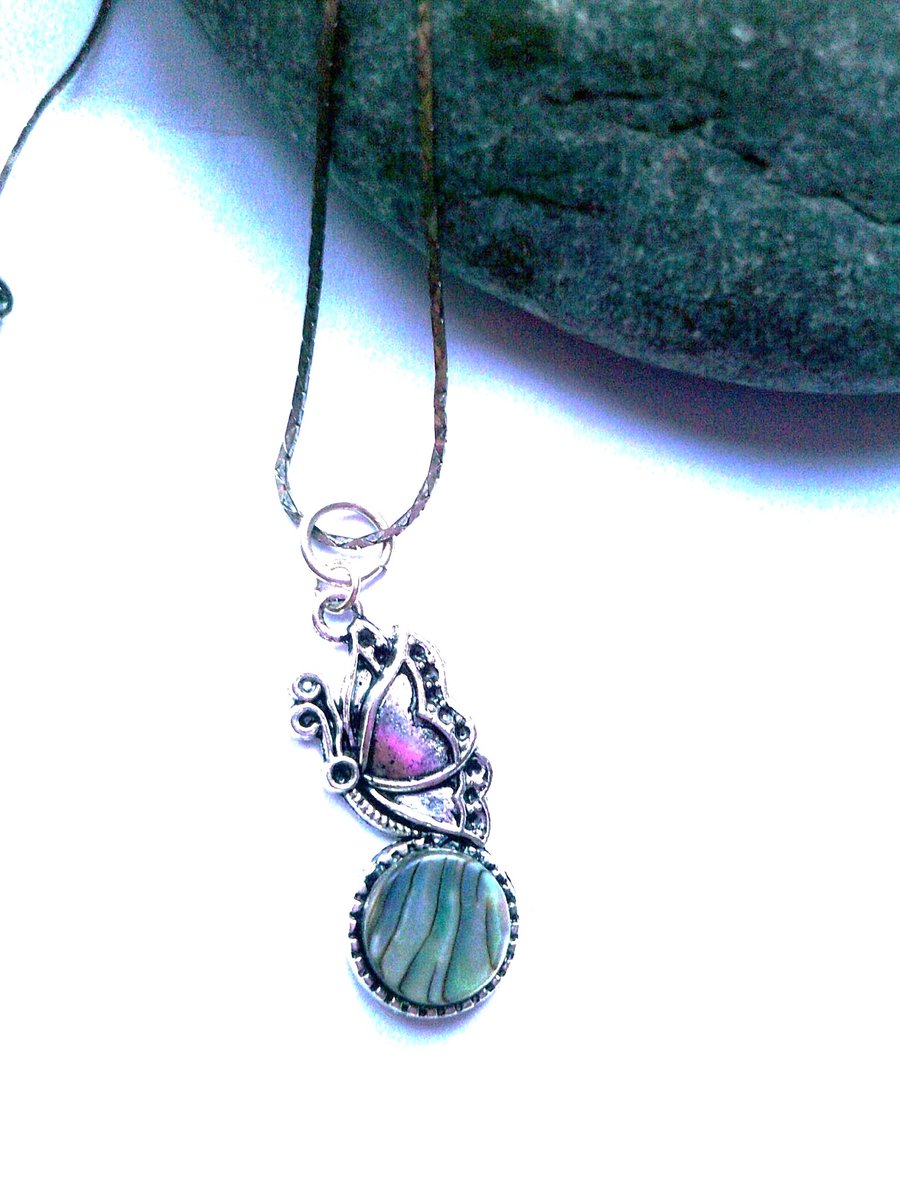 Abalone Paua Shell Necklace, Butterfly Shell Pe... - Folksy