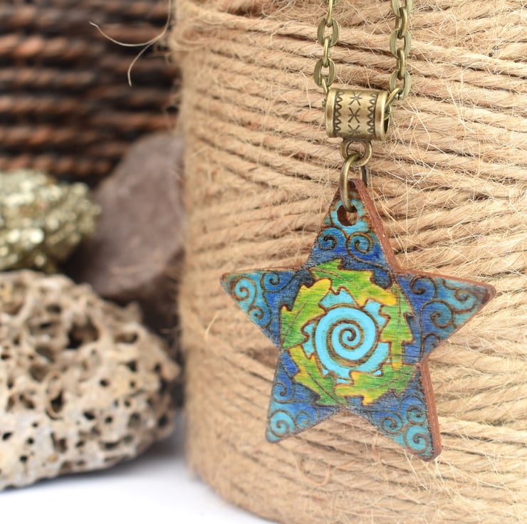 Into the Blue, Hand Burned and Coloured Pyrogra... - Folksy