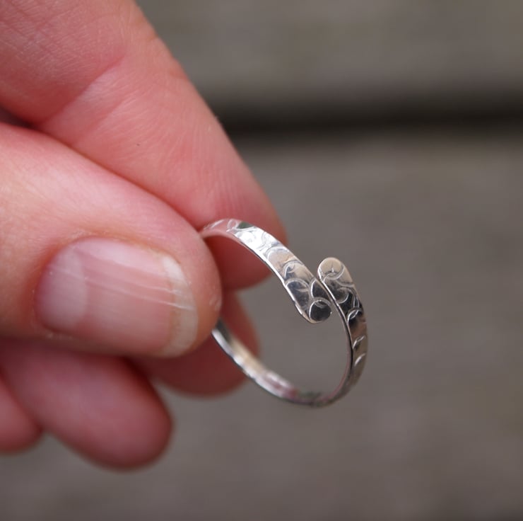 Silver ring, forged silver ring with bubbles te... - Folksy