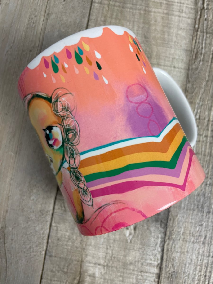 Sitting On a Rainbow Illustrated Mug - Folksy