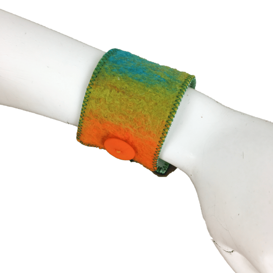 Felted cuff in brightly coloured merino wool - Folksy