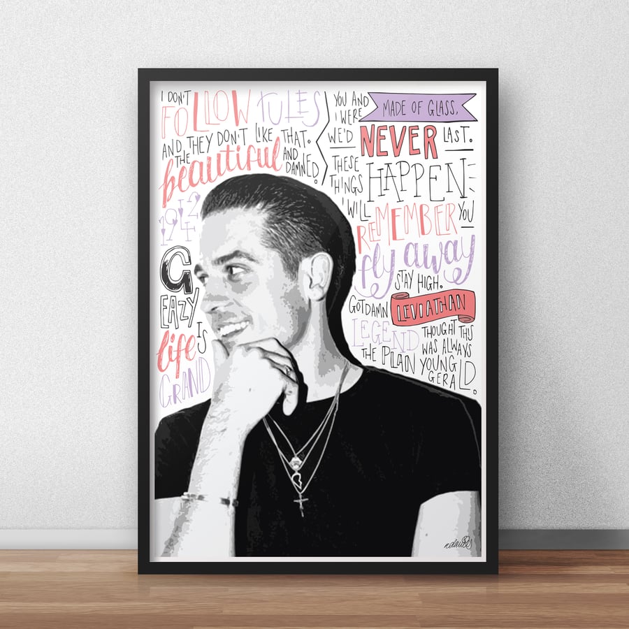 G-Eazy INSPIRED Poster, Print with Quotes, Lyrics - Folksy