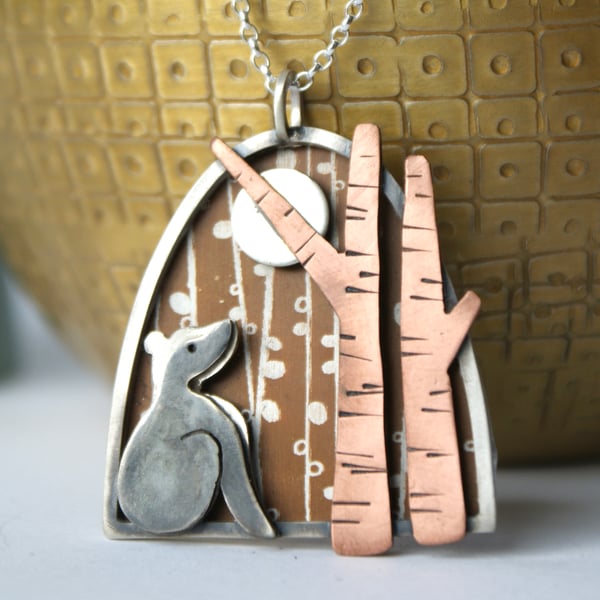 Badger and moon statement necklace - Folksy