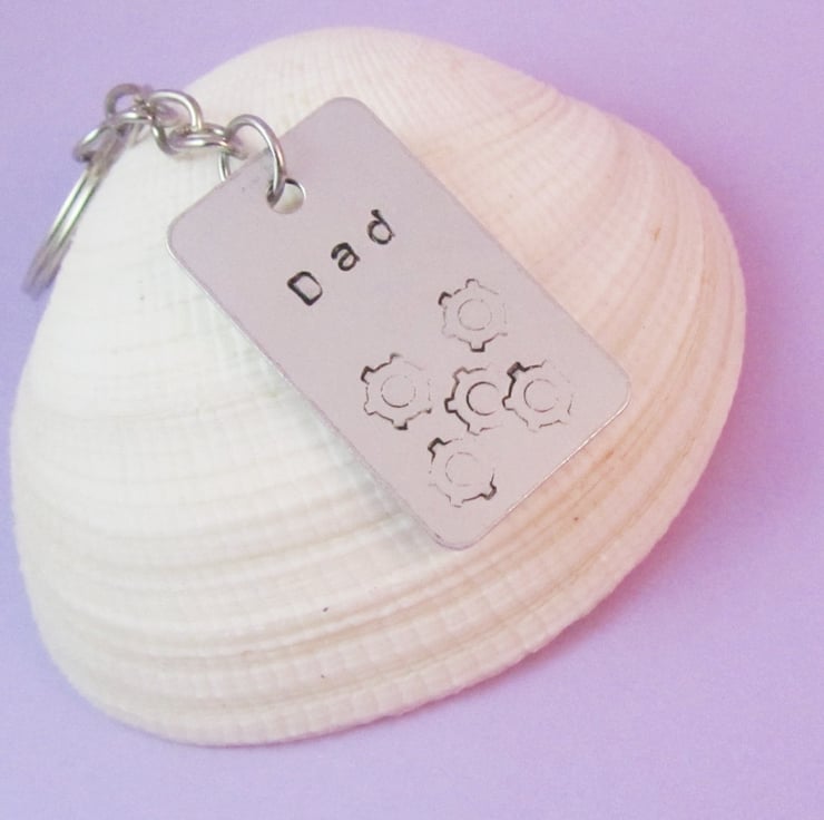 Dad Gears Keyring, Dad Steampunk Keyring, Hand ... - Folksy