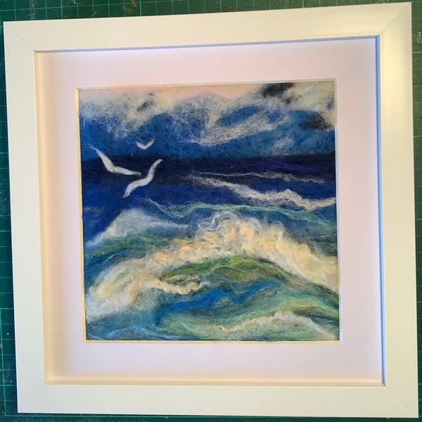 Needle felted seascape picture - Folksy