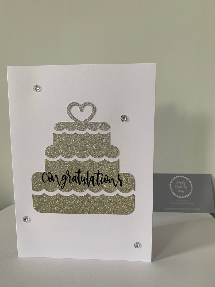 Silver-Gold Congratulations Cake - Folksy