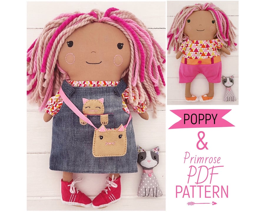 Digital PDF Sewing Pattern for Doll 'Poppy' &am... - Folksy