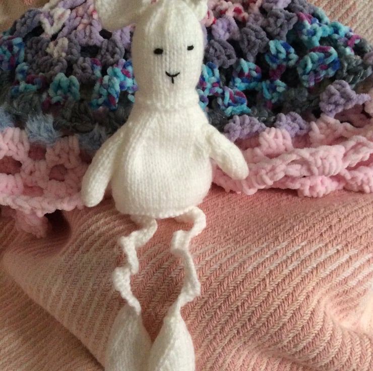 Bunny with Wavy Twisted Spiral Dangly Legs Knit... - Folksy