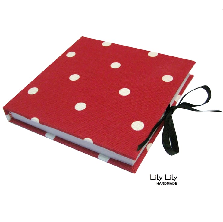 Fabric Covered Notebook - Red Polka Dot - Folksy