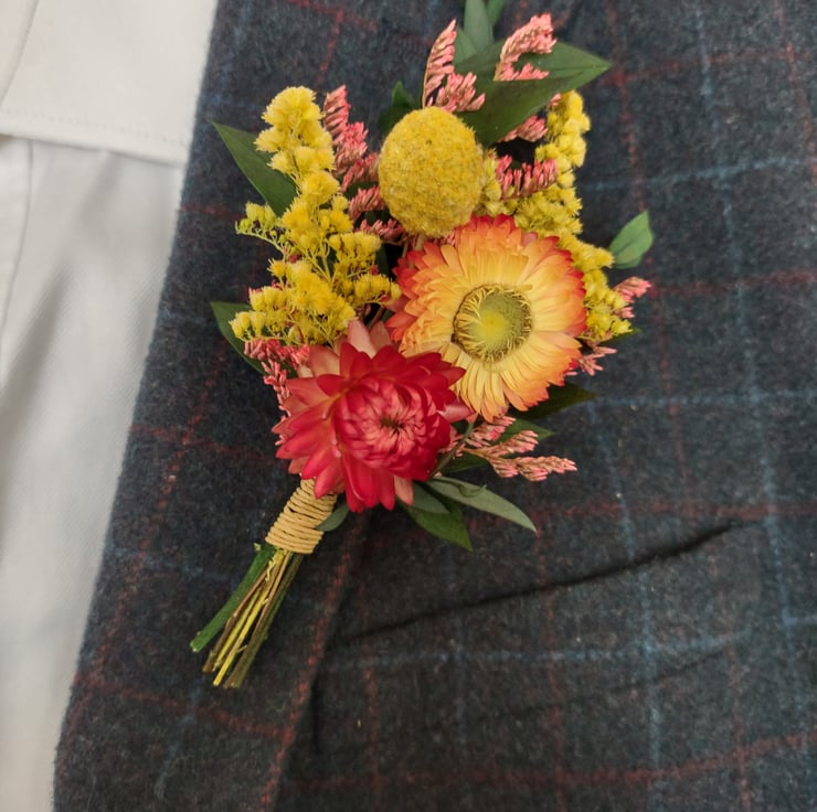 Dried Flower Sunset coloured Wedding Buttonhole... - Folksy