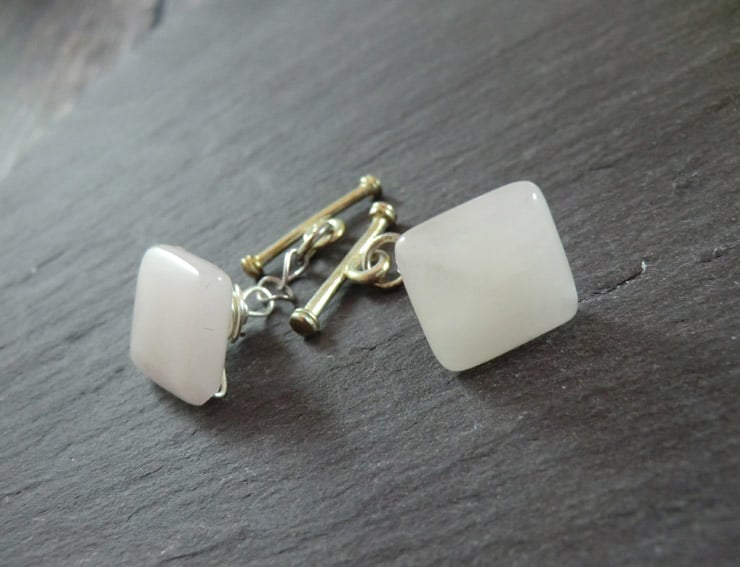 Rose Quartz Pink Cufflinks, Rose Quartz Cufflin... - Folksy