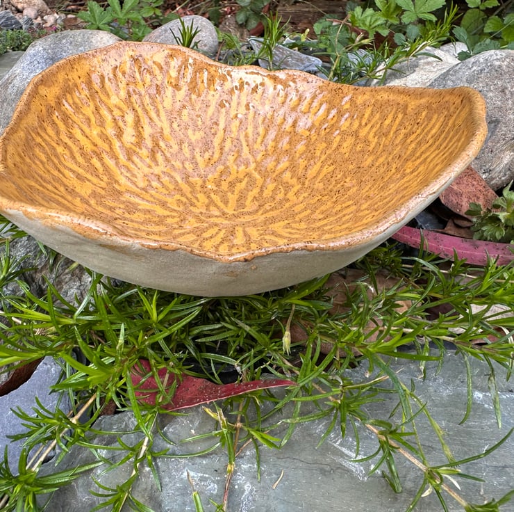 Handmade Stoneware Organic Textured Bowl. Amber... - Folksy