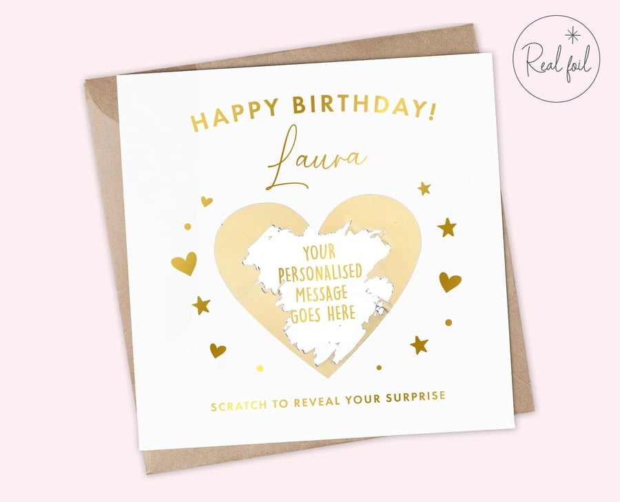 Birthday Surprise Scratch Reveal, Scratch Card ... - Folksy