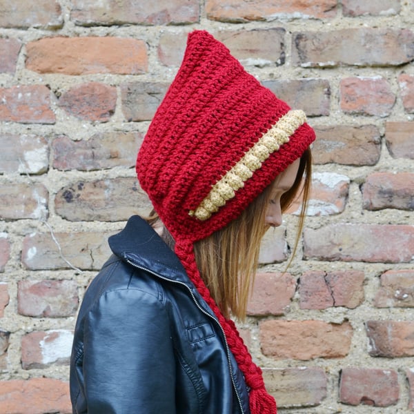 Women Chunky Pixie Hat, Hood , Festival Hat, H... - Folksy